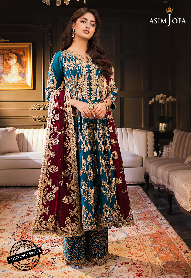 AJSE-09 EMBROIDERED CHARMEUSE SILK 3 PCS – Asim Jofa wholesale