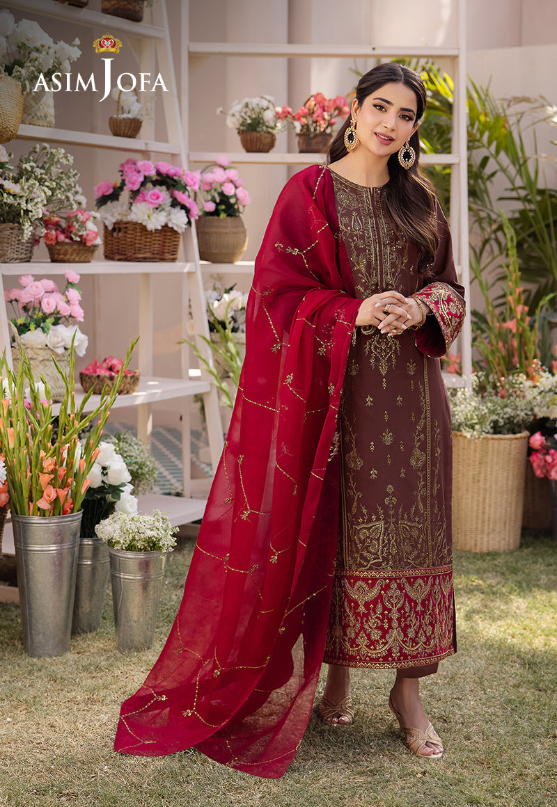 AJCFB-27 EMBROIDERED BOSKI SILK STITCHED 3 PCS – Asim Jofa wholesale