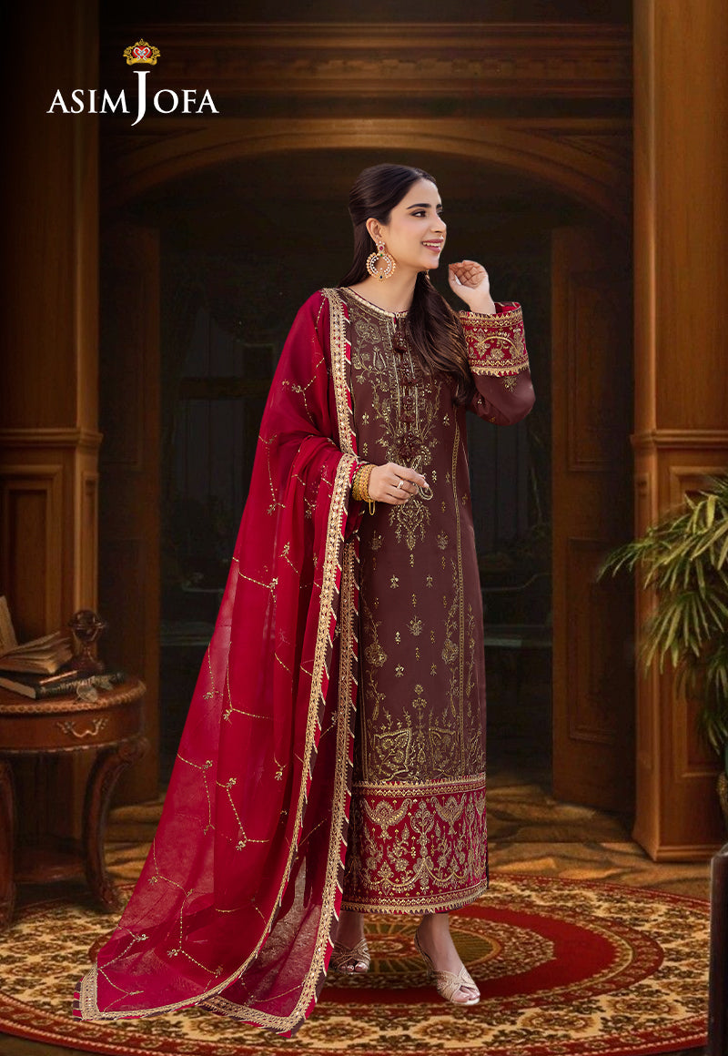 AJCF-27 EMBROIDERED BOSKI SILK 3 PCS – Asim Jofa wholesale